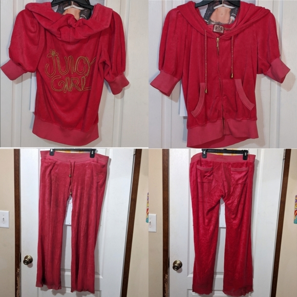 Juicy Couture | Pants & Jumpsuits | Rare Y2k 200s Vintage Juicy Girl Couture Pink Gold Zip Up ...
